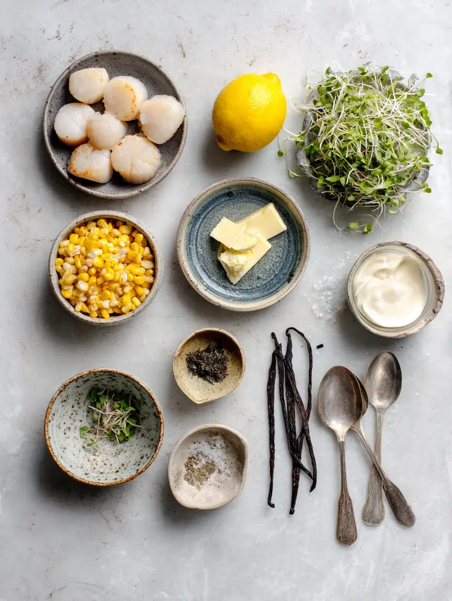 Seared Scallop on Vanilla–Corn Cloud Elegant, Easy 40-Minute Recipe