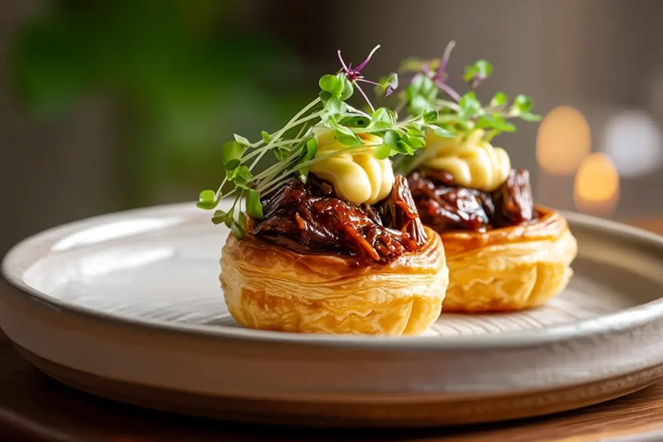 Mini Puff Pastry with BBQ Beef Brisket Easy & Delicious 5-Step Recipe